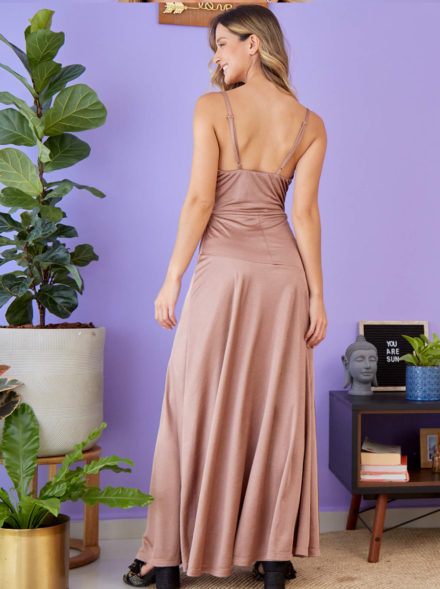 Vestido Drapeado Largo Oro Rosa– Lemon Tree Store